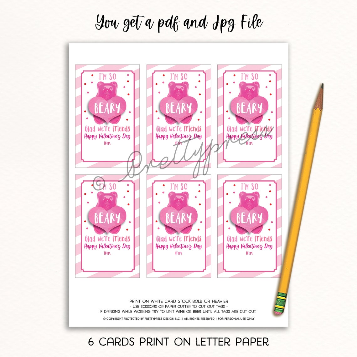 Gummy Bear Valentine, Gummy Bear Valentine's Day Printable, Printable ...
