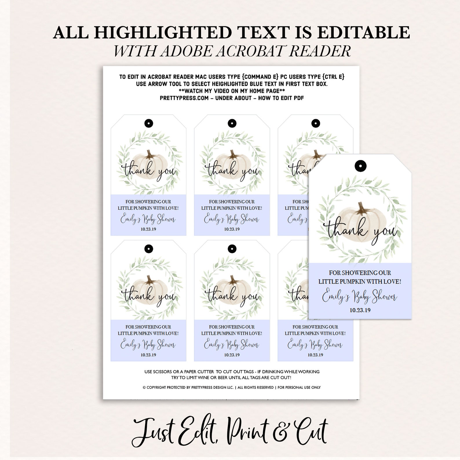 Little Pumpkin Favor Tags Printable Little Pumpkin Favor - Etsy