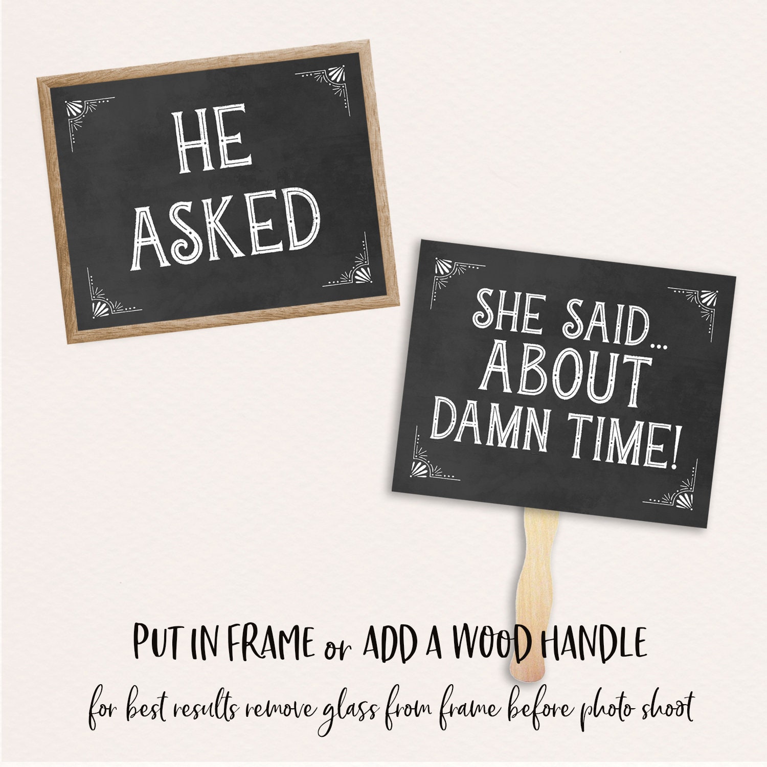 Engagement Announcement Sign He Asked She Said About Damn | Etsy
