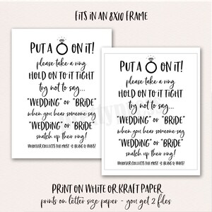 Put a Ring on It Printable Sign, Bridal Shower INSTANT DOWNLOAD Game ...