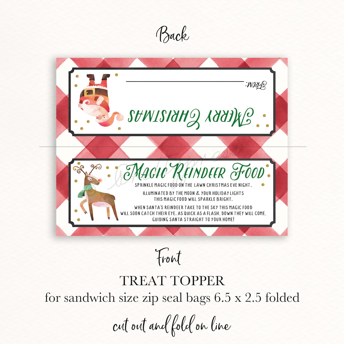 Reindeer Food Printable Printable Holiday Treat Bag Toppers | Etsy