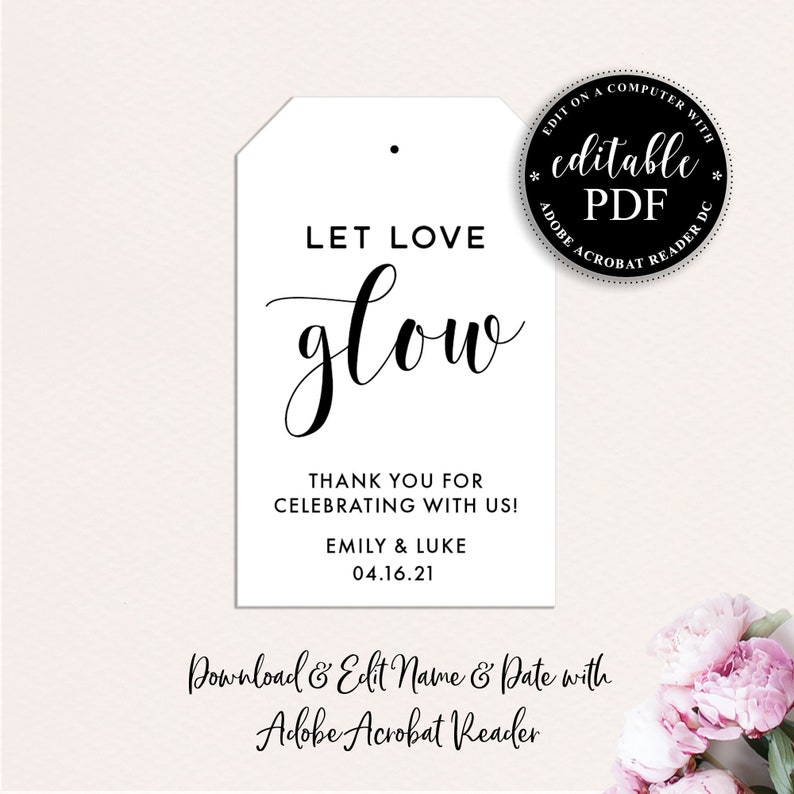 Let Love Glow Candle Favor Tag Candle Wedding Favor - Etsy