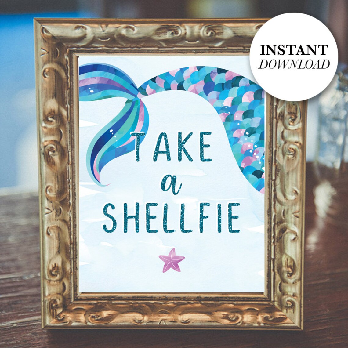 Mermaid Signs for Party Printable Mermaid Selfie Sign Take a | Etsy