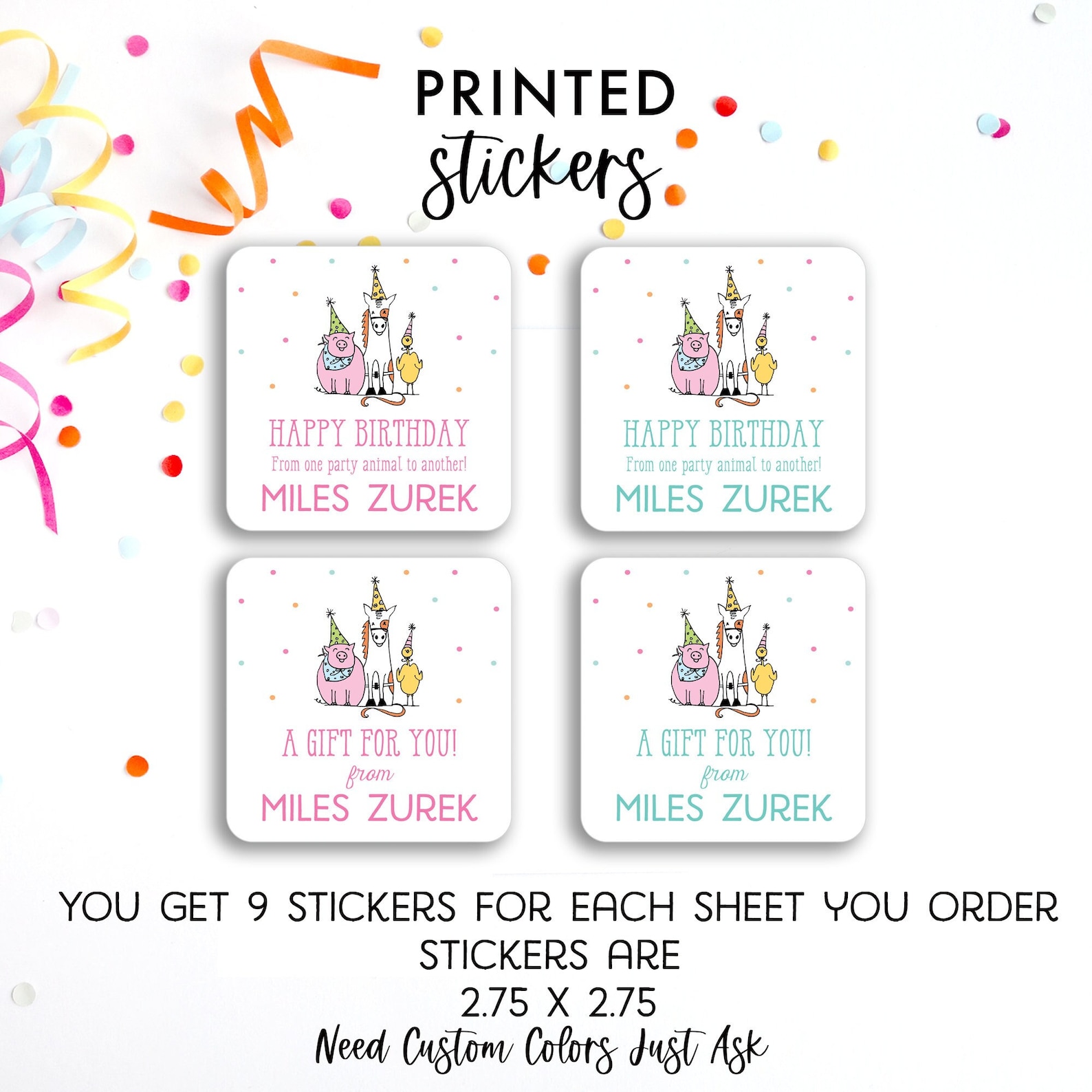 KIDS GIFT STICKERS Gift Tags Birthday Stickers Personalized - Etsy