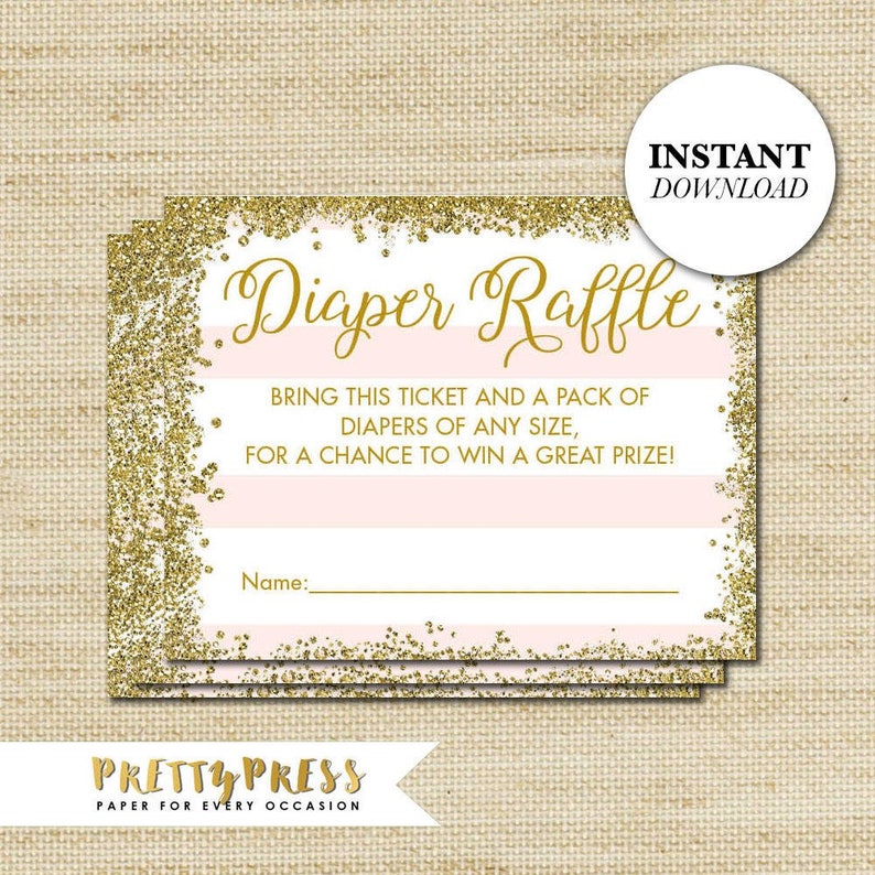 Diaper Raffle Ticket Printable Instant Download Baby Shower | Etsy