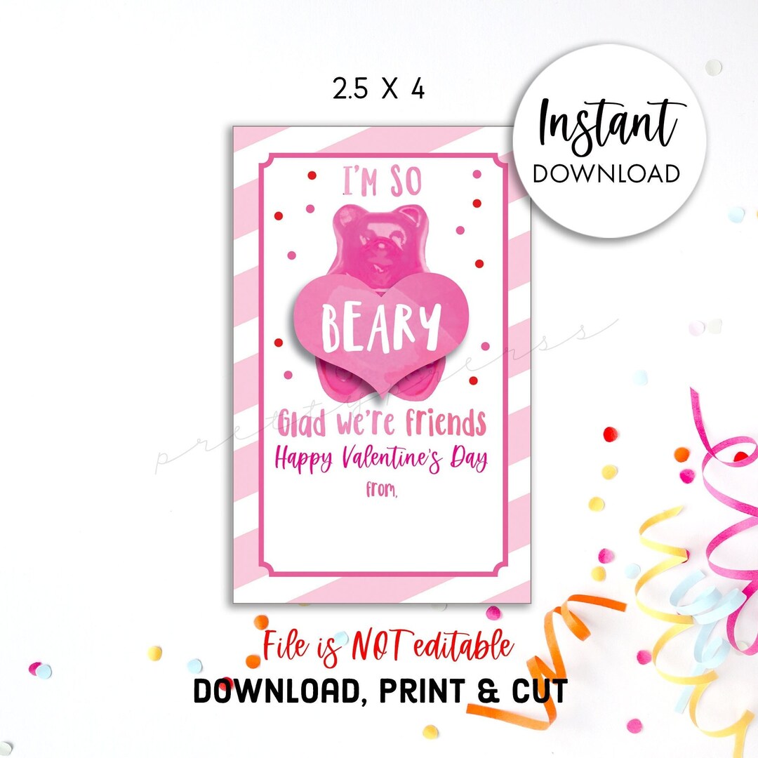 Gummy Bear Valentine, Gummy Bear Valentine's Day Printable, Printable ...