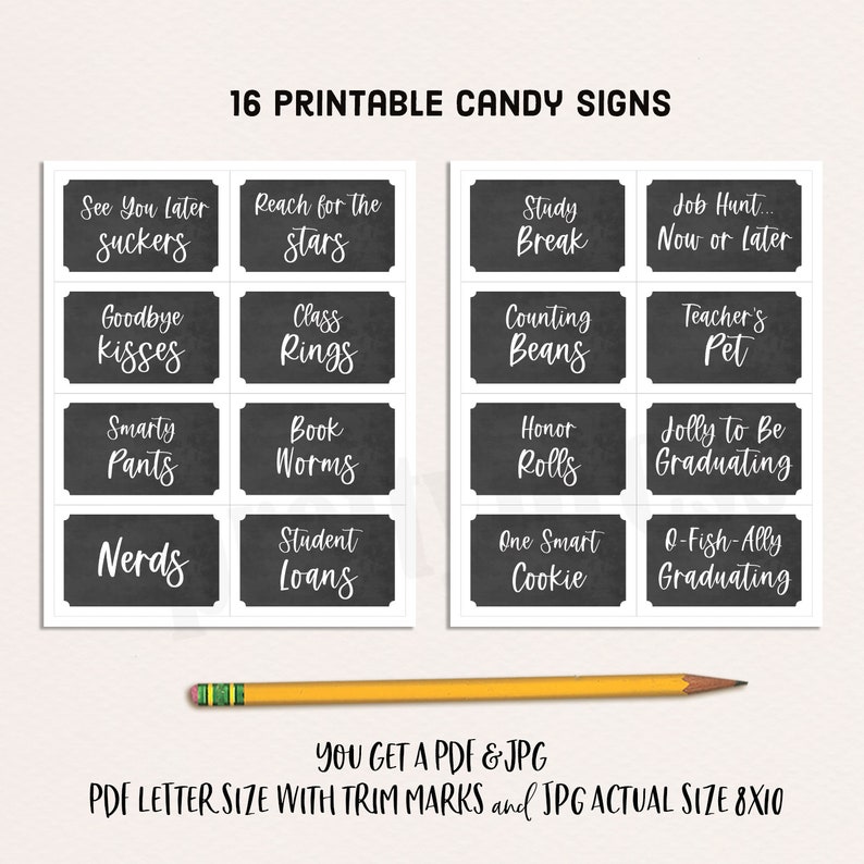 Graduation Candy Bar Signs Graduation Party Decor Grad Candy - Etsy