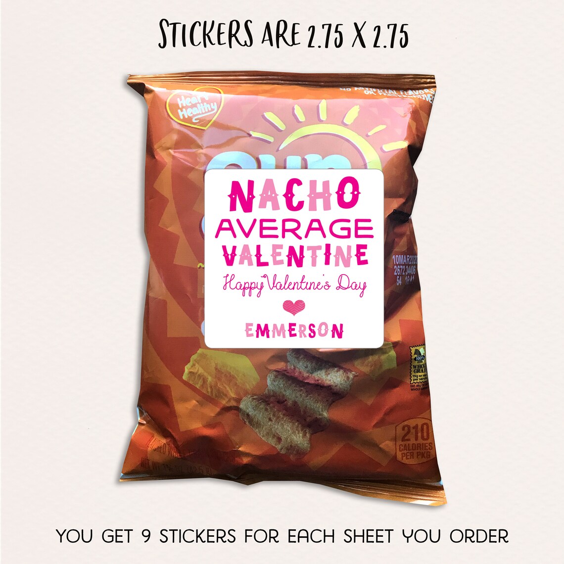 Personalized VALENTINE STICKERS, Nacho Average Valentine, Gift Stickers ...
