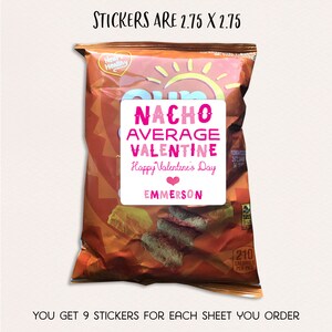 Personalized VALENTINE STICKERS, Nacho Average Valentine, Gift Stickers ...