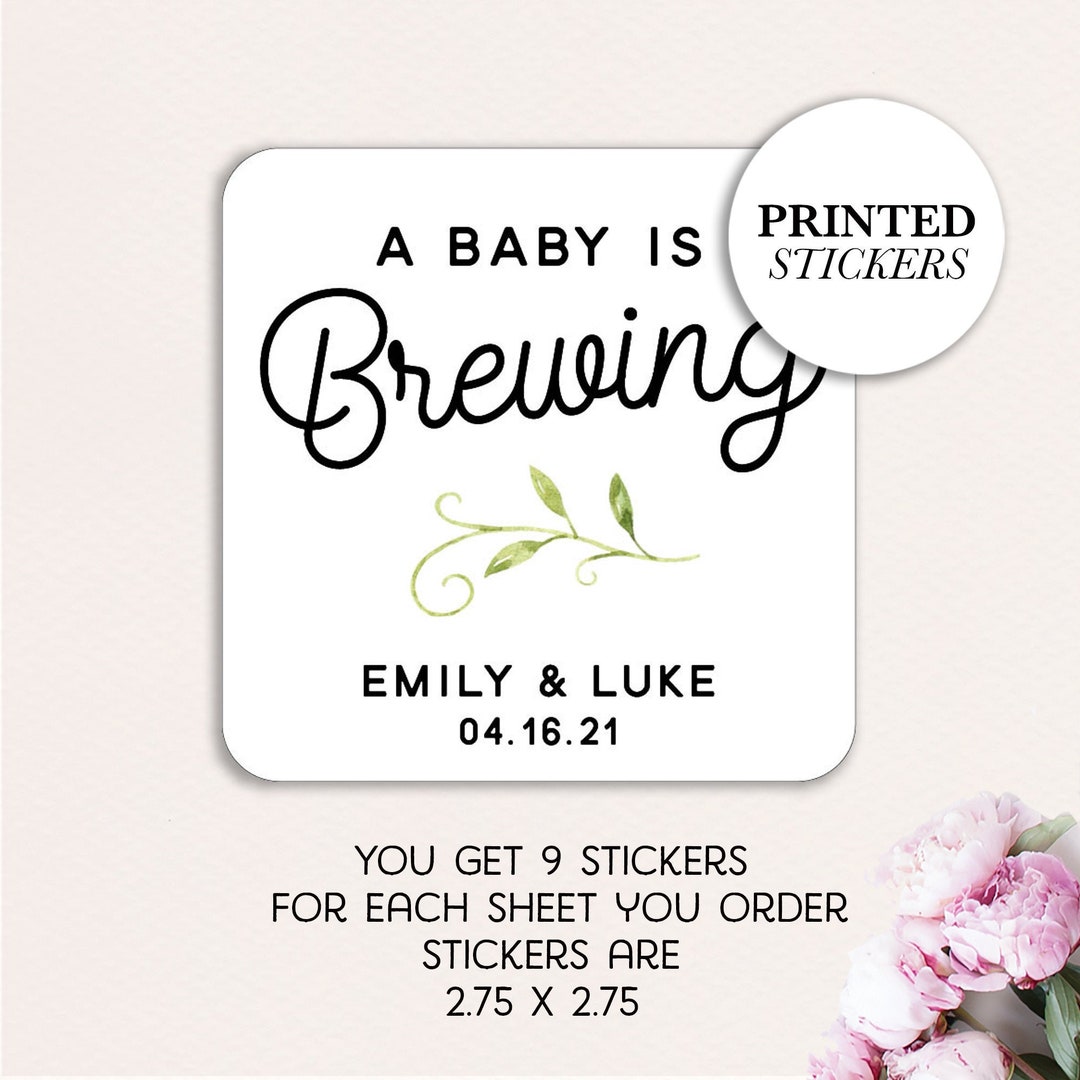 A Baby is Brewing Stickers, Coffee Favors Stickers, Baby Shower Favor ...