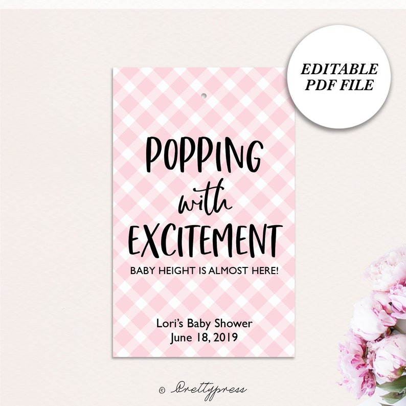 Popping With Excitement Tags EDITABLE Popcorn Favor Tag Baby - Etsy