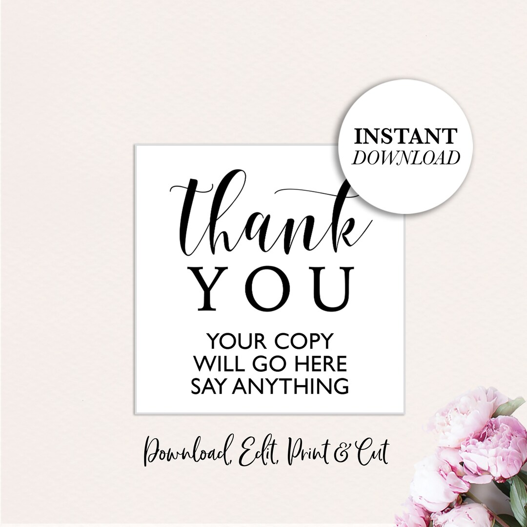 Thank You Tags Printable, Editable Favor Tag Template, Wedding Favor ...