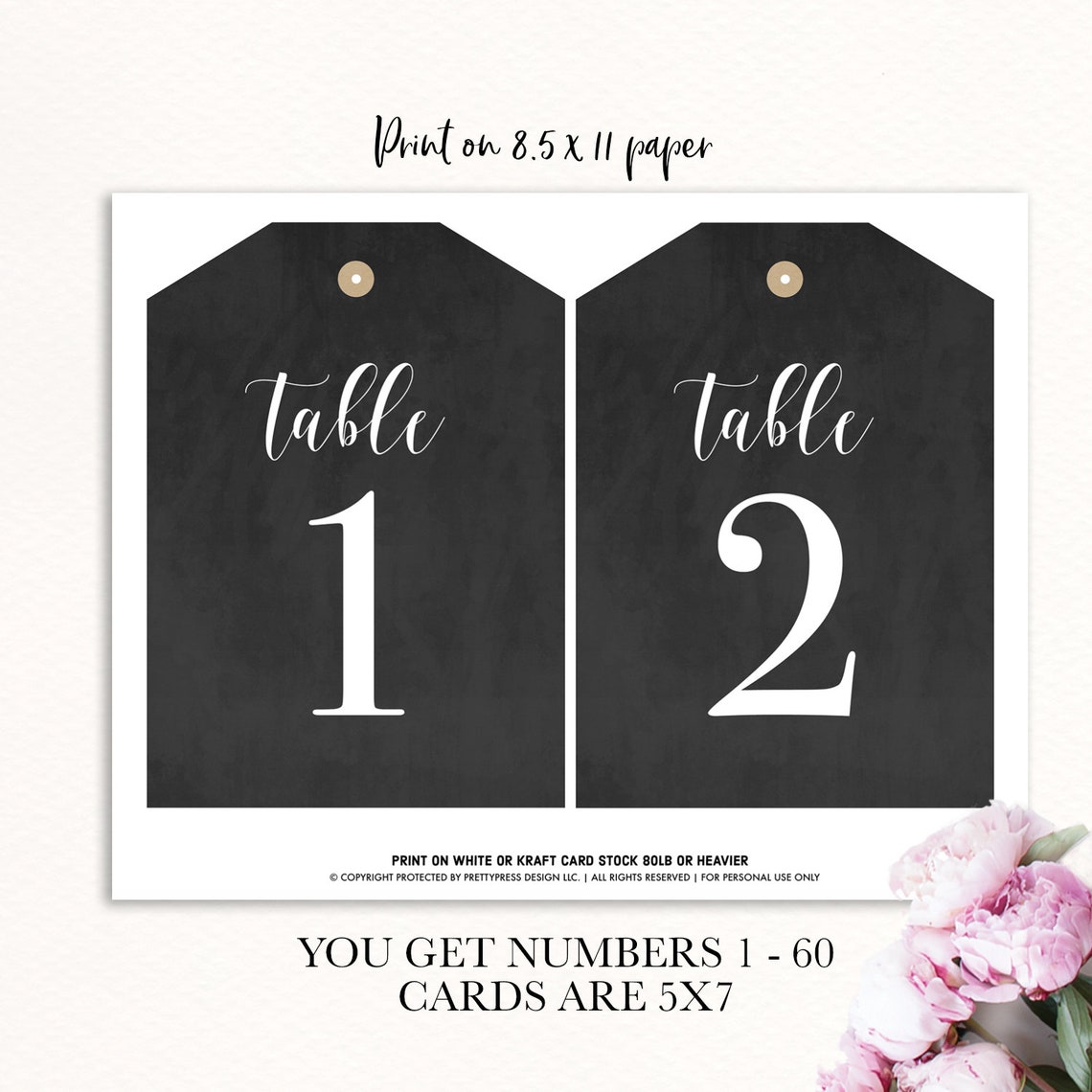 Table Number Tags Wedding Printable Wedding Table Numbers - Etsy
