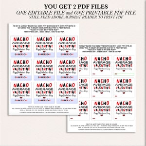 Printable Valentine Cards for Kids, Chip Bag Valentine Tags, Nacho ...