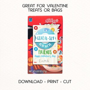 Cereal Valentine, Printable Cereal Valentine Card or Tag, Printable ...