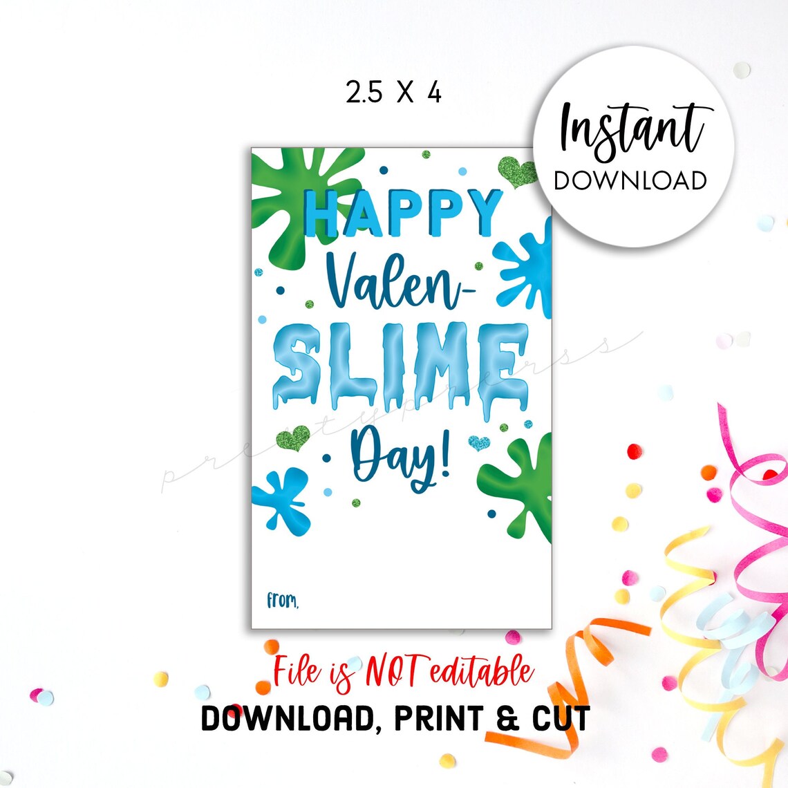 Slime Valentine, Printable Slime Valentine Card or Tag, Printable ...