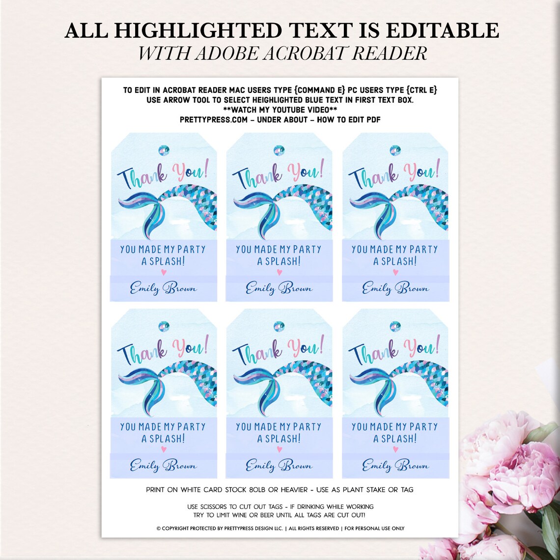 Mermaid Party Favors Mermaid Birthday Party Printable Favor - Etsy