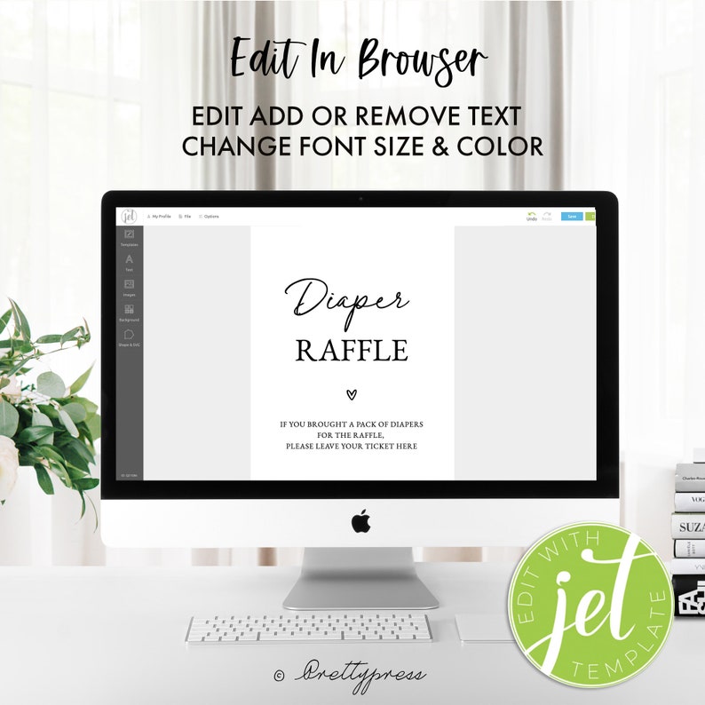 Minimalist Diaper Raffle Sign, Editable 8x10 Printable (digital ...