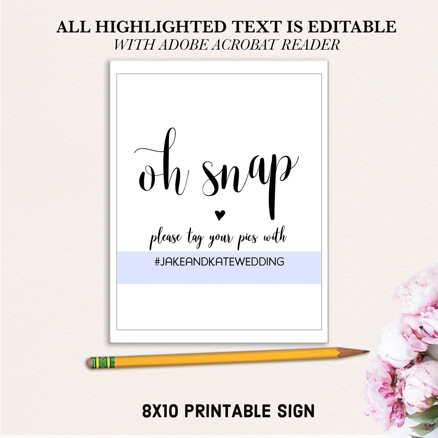 Oh Snap Sign Oh Snap Hashtag Sign Instant Download Wedding | Etsy