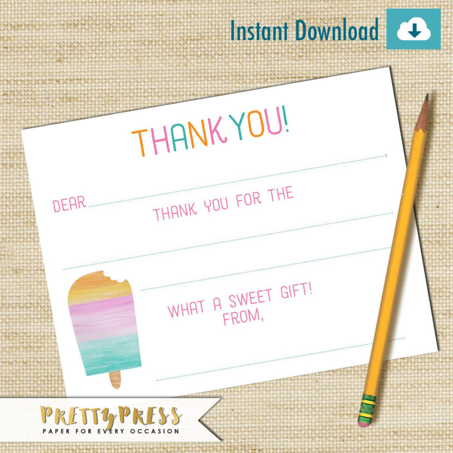 Printable Thank You Cards Instant Download Note Cards - Etsy