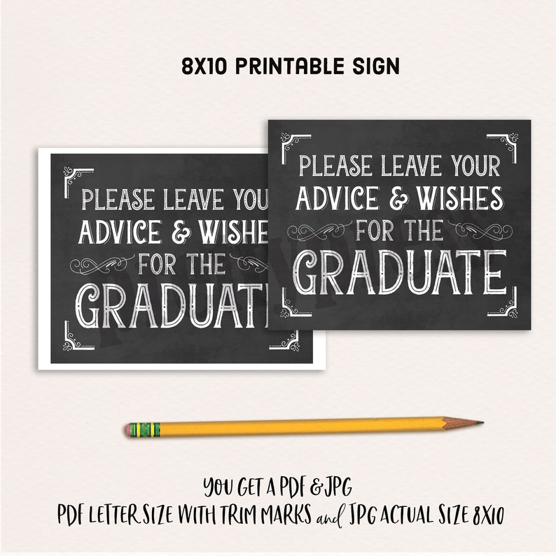 Advice for Graduate Chalkboard Graduation Sign Printable - Etsy
