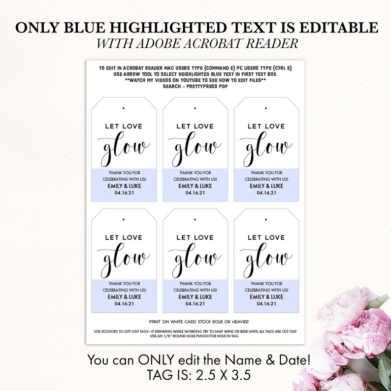 Let Love Glow Candle Favor Tag Candle Wedding Favor - Etsy