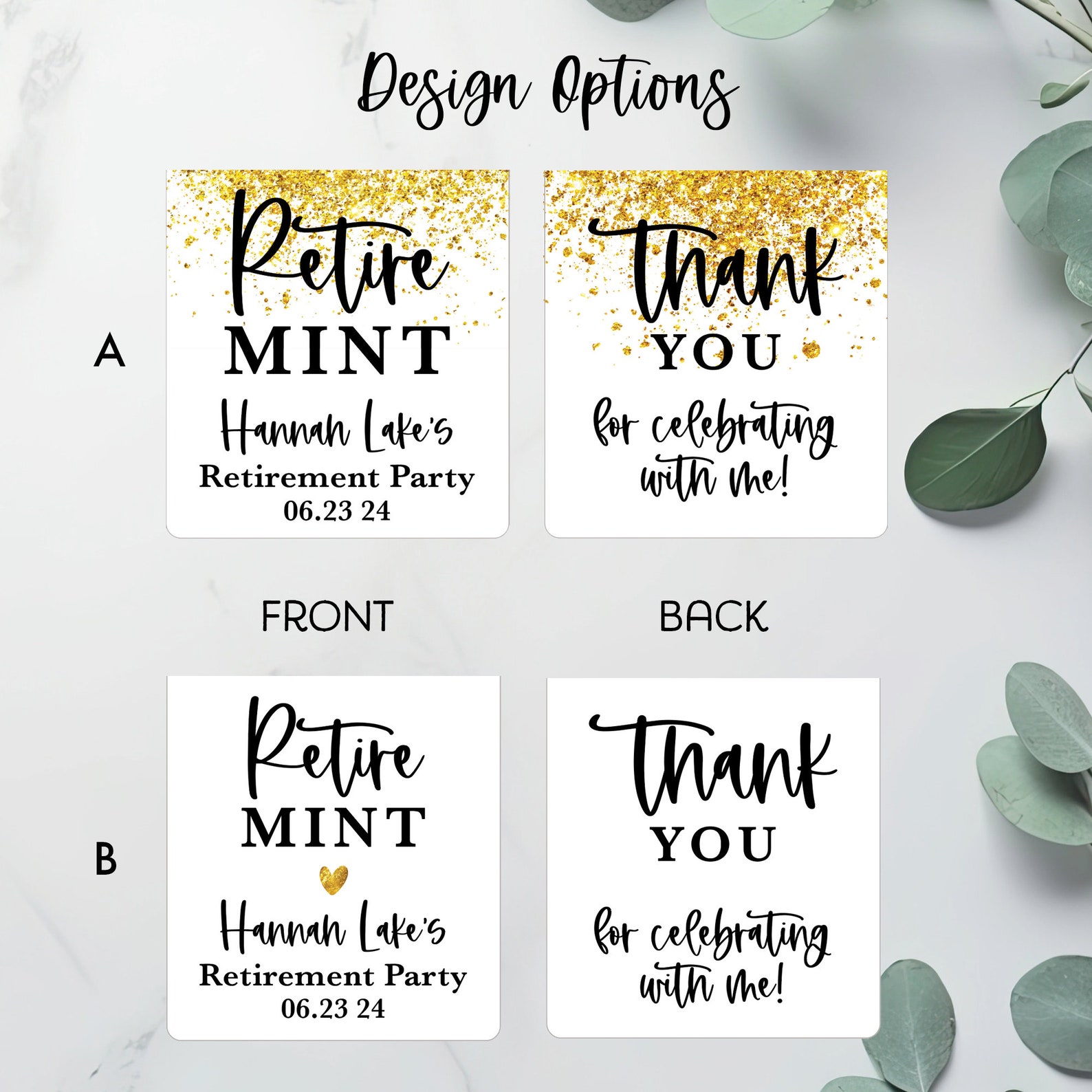 Retirement Favors, Mint Favor Labels, Mint Favor Labels, Retirement ...
