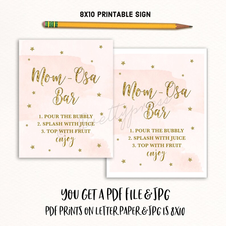 Momosa Bar Sign Mimosa Bar Sign INSTANT DOWNLOAD Sign Pink - Etsy
