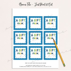 Boy Gift Tags, Blue Building Blocks Gift Enclosure Cards, Editable Gift ...