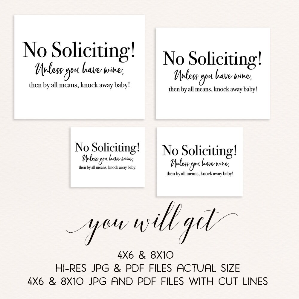 No Soliciting Sign Printable Art Funny Art for Home No - Etsy