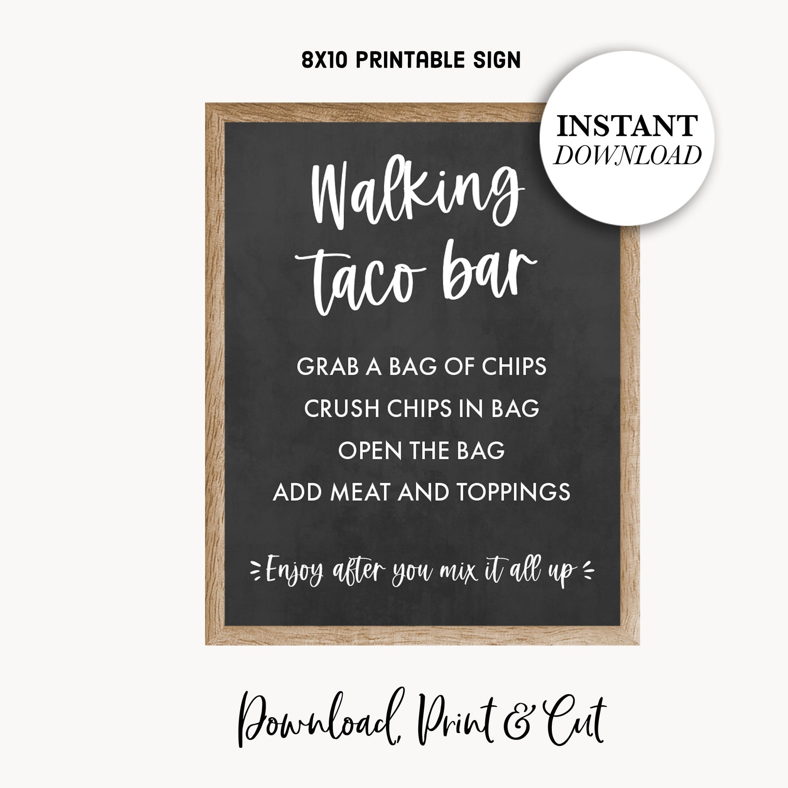 Walking Taco Sign Printable Walking Taco Bar Sign Printable - Etsy