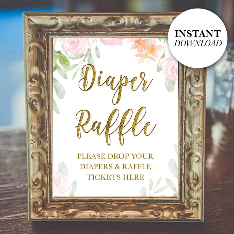 Diaper Raffle Pink and Gold Baby Shower DIY Diaper Raffle - Etsy