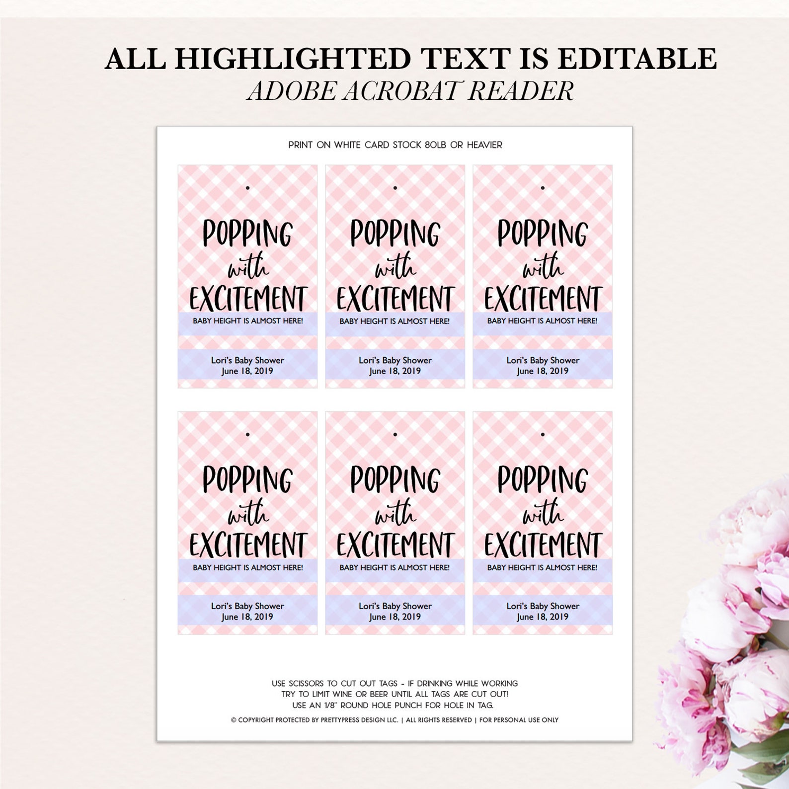 Popping With Excitement Tags EDITABLE Popcorn Favor Tag Baby - Etsy