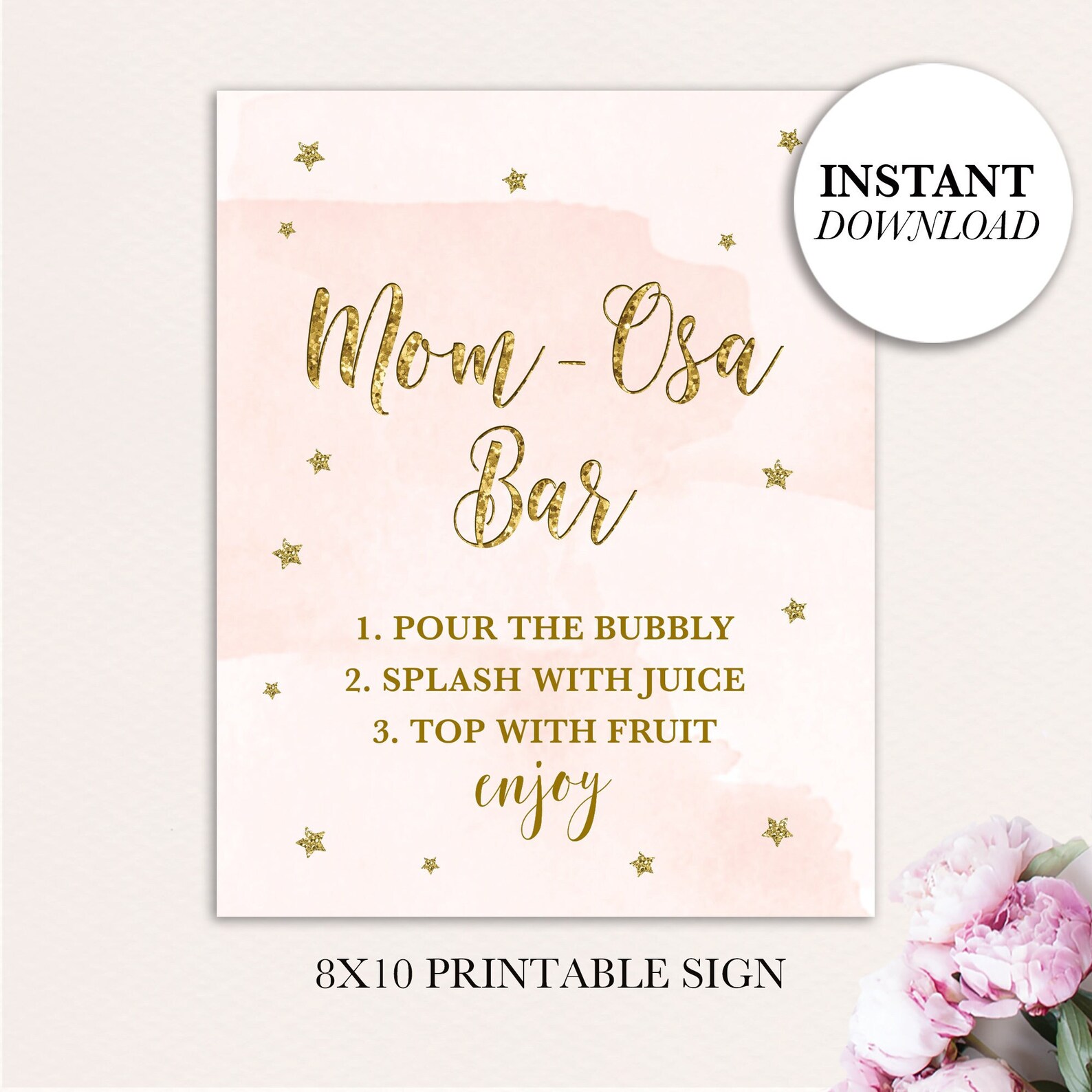 Momosa Bar Sign Mimosa Bar Sign INSTANT DOWNLOAD Sign Pink - Etsy