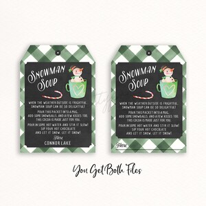 Snowman Soup Printable Tags, Hot Coco Gift Tags, Editable Gift Tag ...