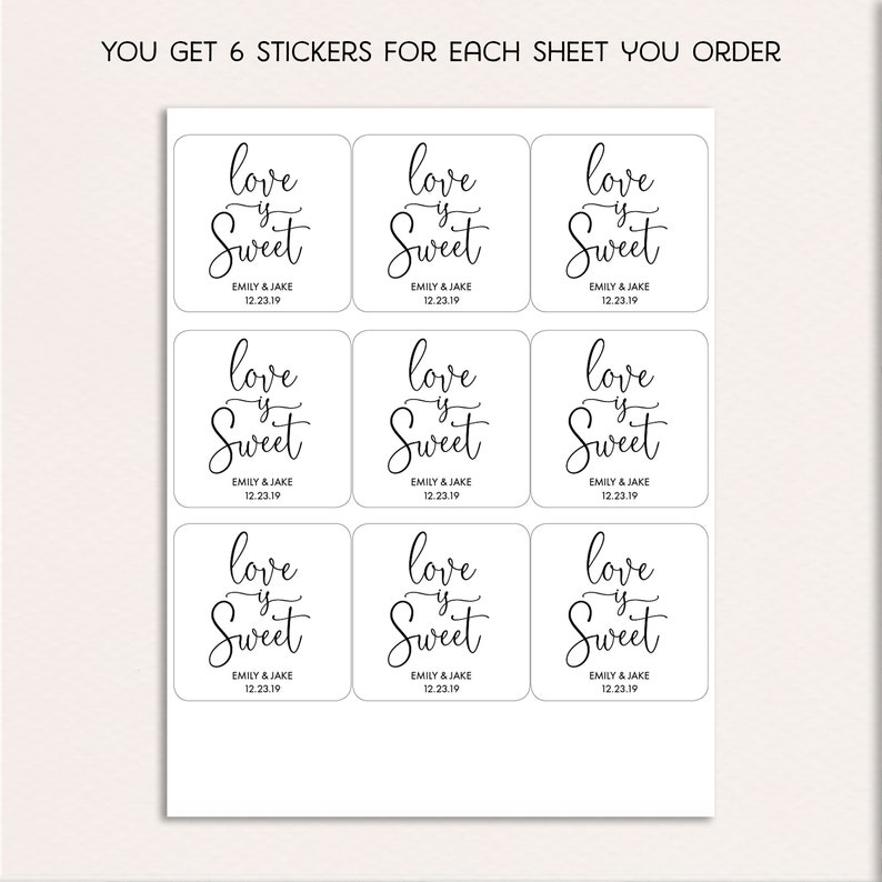 Love is Sweet Sticker Wedding Favor STICKERS Bridal Shower - Etsy