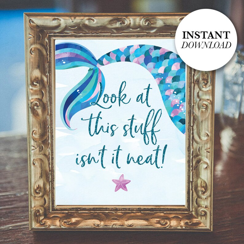 Mermaid Party Sign Printable Mermaid Birthday Party - Etsy