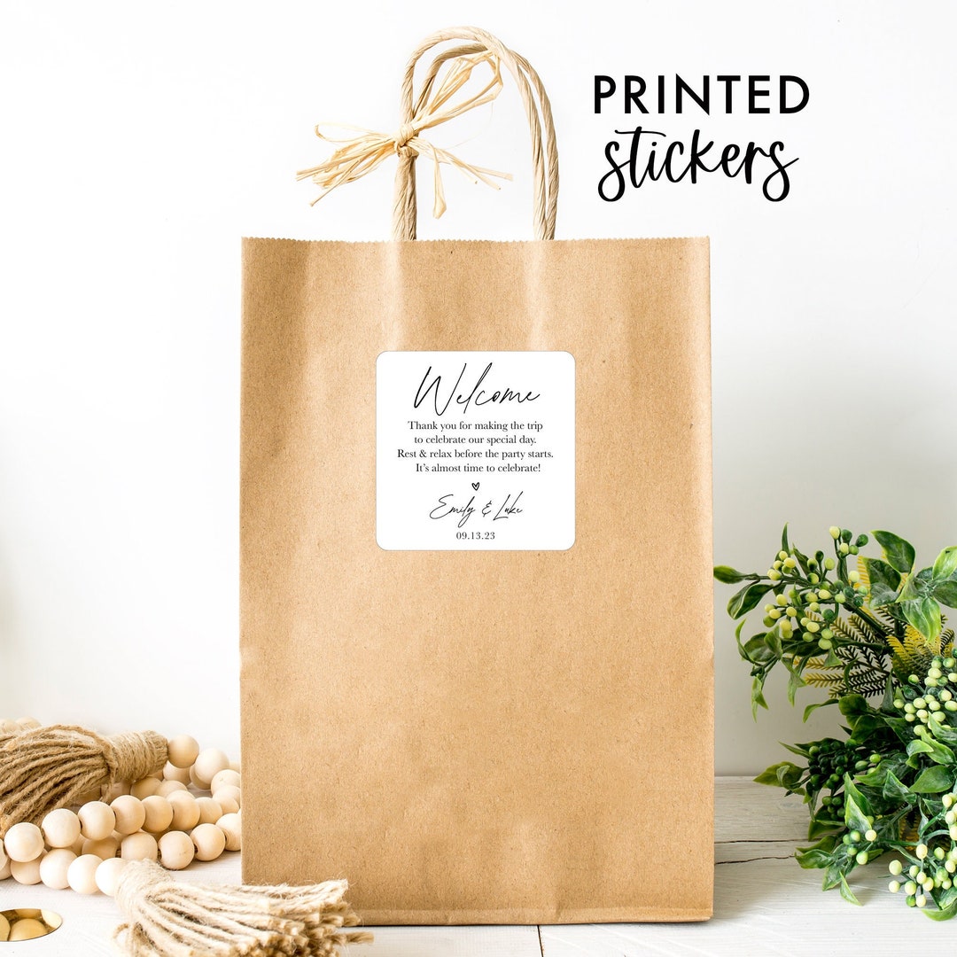 Welcome Bag Stickers Wedding, Personalized Wedding Welcome Label ...