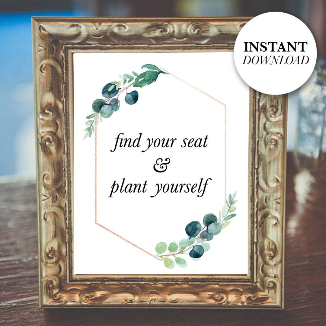 DIY Place Cards Sign Template, Find Your Table Template 8x10, Succulent ...