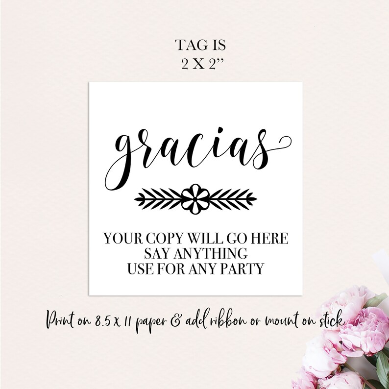 Gracias Tags Thank You Tags Printable Editable Favor Tag - Etsy