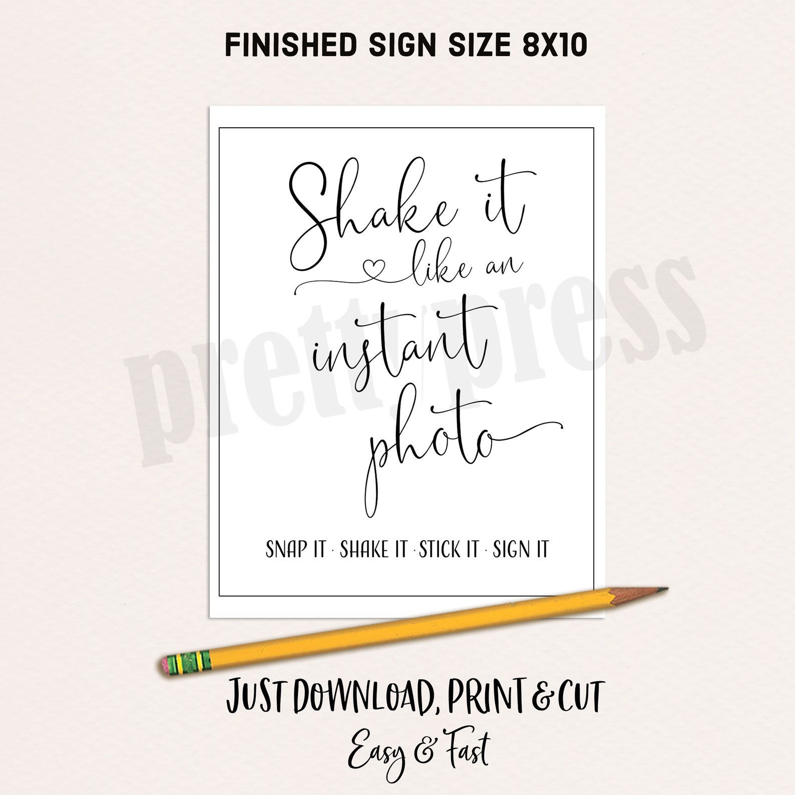Shake It Like a INSTANT Photo SIGN Photo Guest Book Sign - Etsy