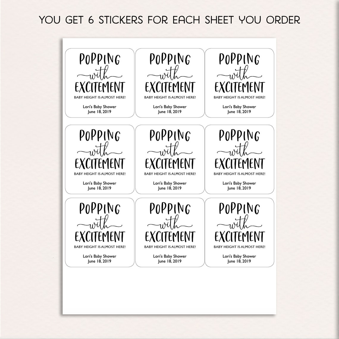 Popping With Excitement Baby Shower Favor STICKERS Pop Corn | Etsy