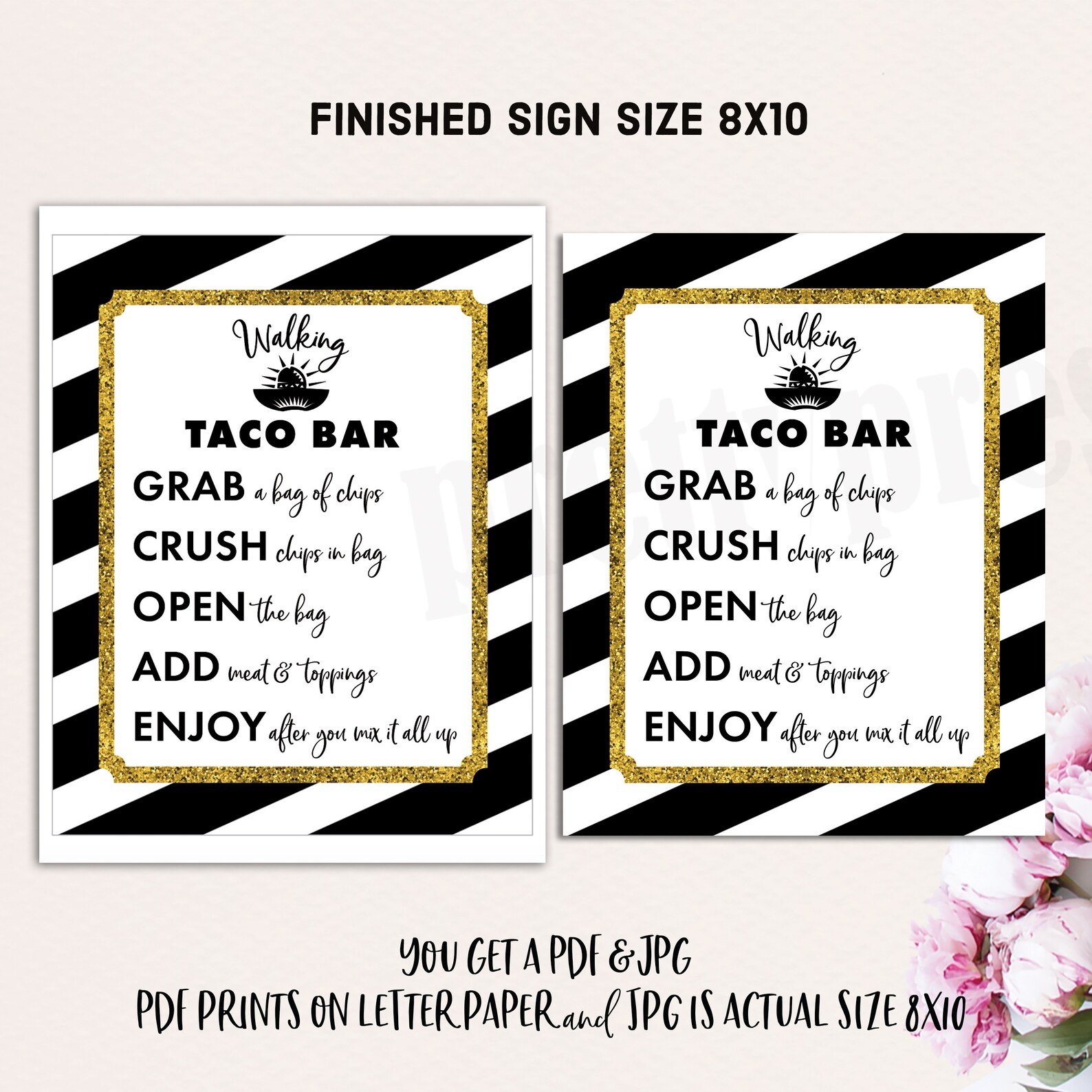 Walking Taco Sign Printable Walking Taco Bar Sign Printable | Etsy