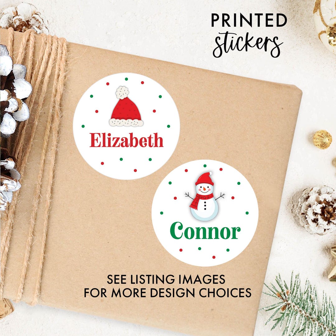 Custom Christmas Stickers, Christmas Gift Stickers, Kids Christmas Name ...