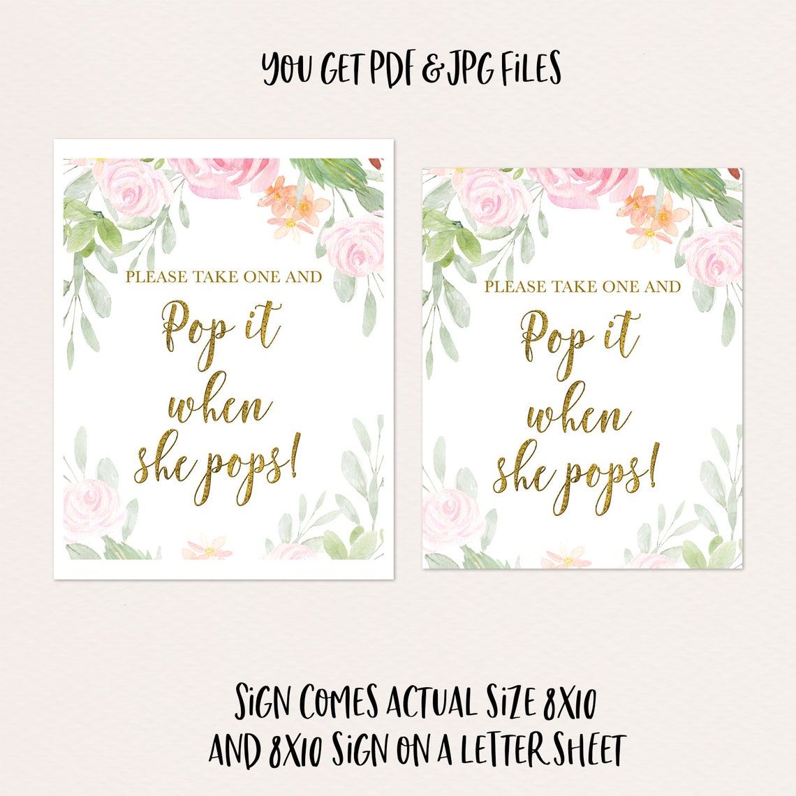 Pop It When She Pops Sign Baby Shower Favor Sign Pink and - Etsy