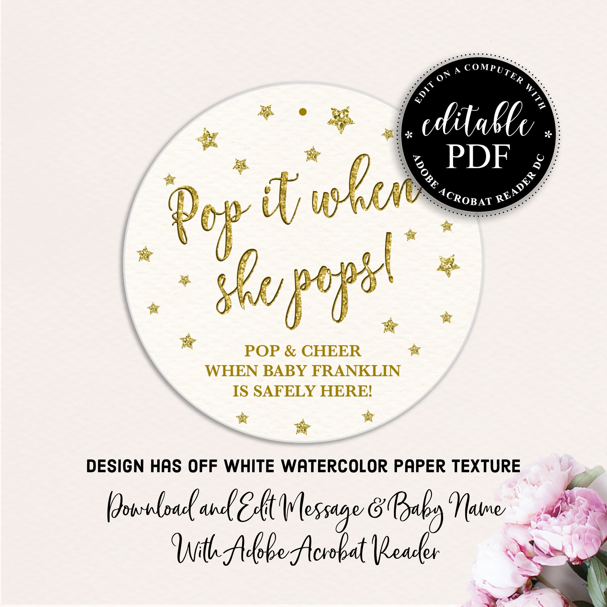 Pop When She Pops Tags, Wine Bottle Tags, Pop It When She Pops, Baby ...