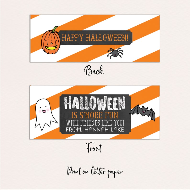 PRINTABLE Halloween Favor Tag, Editable Treat Bag Toppers, Smores Tags ...