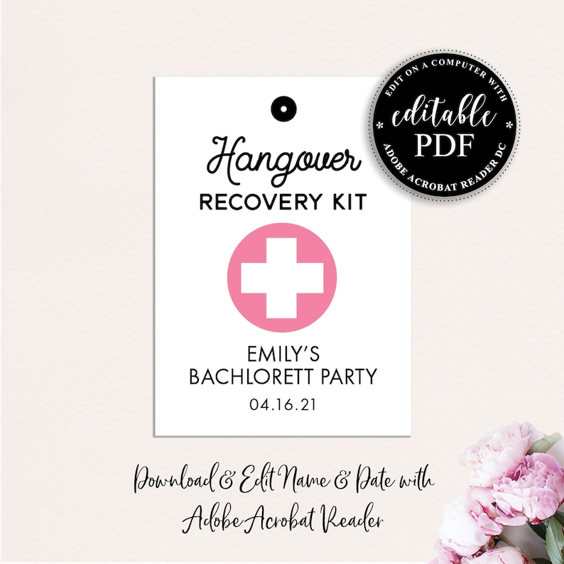Bachelorette Recovery Kit, Recovery Kit Tag, Hangover Recovery Kit ...