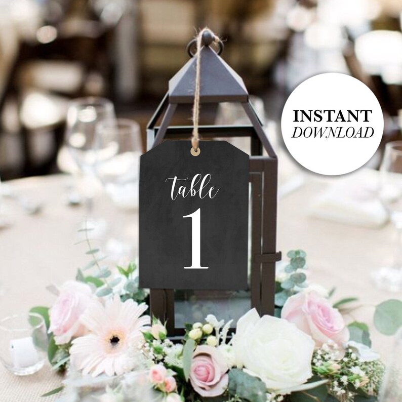 Table Number Tags Wedding Printable Wedding Table Numbers - Etsy