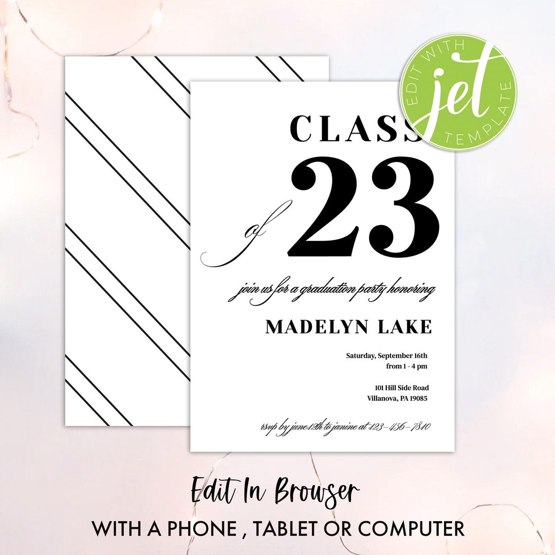 Minimalist Graduation Invitation, 2023 Graduation Party Invitations ...